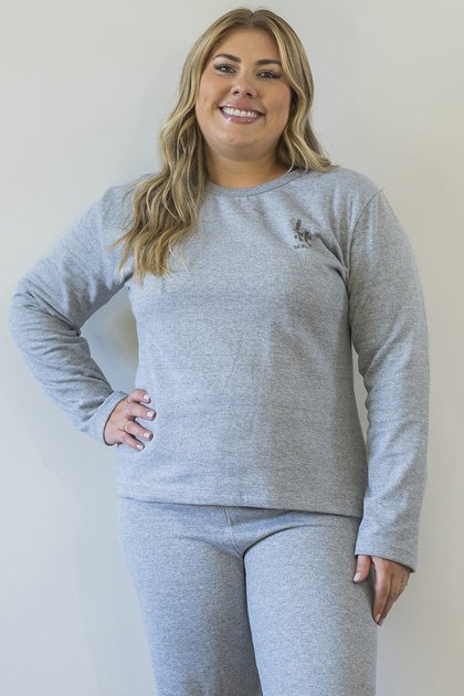 Conjunto Moletom Peluciado Feminino Plus Size de Algodão BeBlast Conjunto Moletom Peluciado Feminino Plus Size de Algodão BeBlast