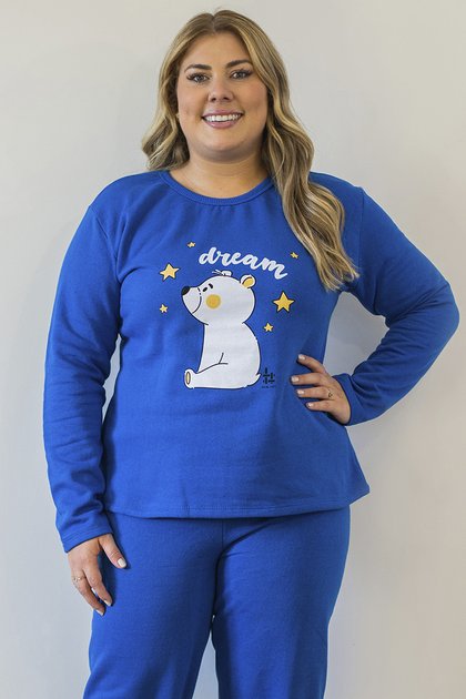 Conjunto Moletom Peluciado Feminino Plus Size de Algodão BeBlast Conjunto Moletom Peluciado Feminino Plus Size de Algodão BeBlast